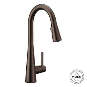 MOEN Sleek Matte Black 15.56 in. H Pull Down Sprayer Kitchen Faucet ...