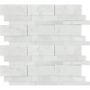 EMSER TILE Winter Frost Hexagon Mix 12 in. x 12 in. x 10 mm Marble ...