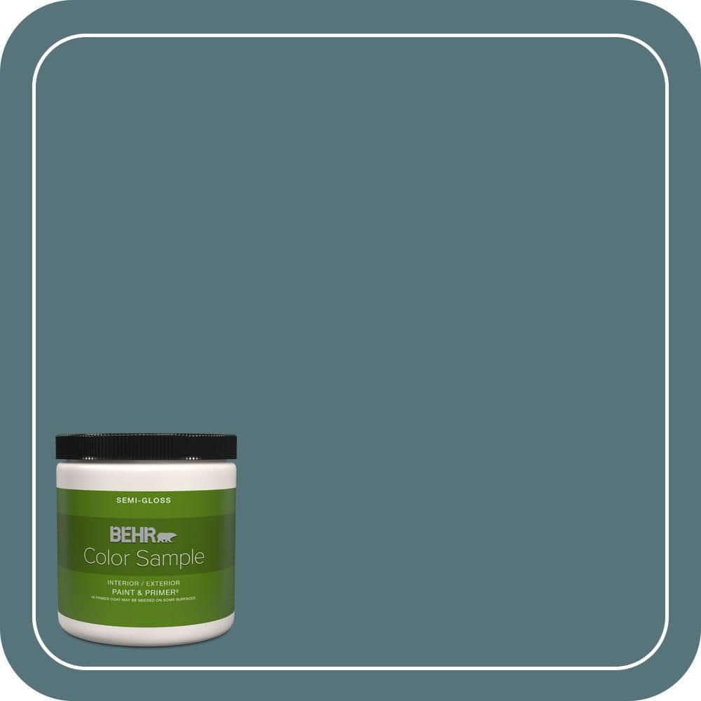 BEHR PREMIUM PLUS 8 oz. #HDC-FL15-03 Blue Sage Semi-Gloss Interior ...