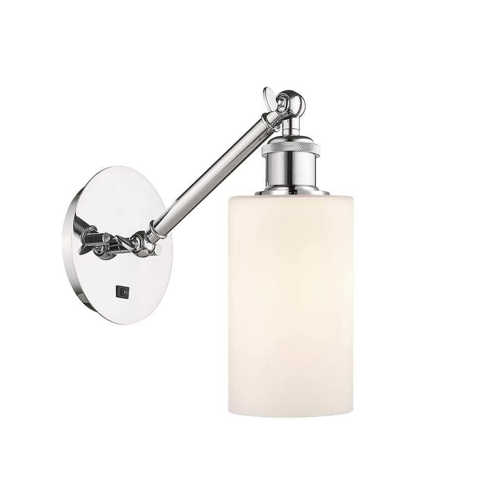 Innovations Clymer 1-Light Polished Chrome, Matte White Wall Sconce ...