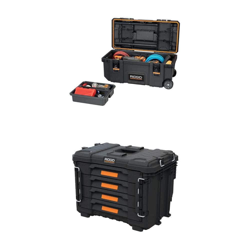 RIDGID Pro Gear System Gen 2.0 Mobile Job 28 in. Rolling Tool Box and ...