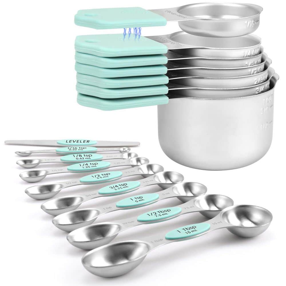 Wudkey 16-Piece Mint 304-Stainless Steel Magnetic Measuring Cups and ...