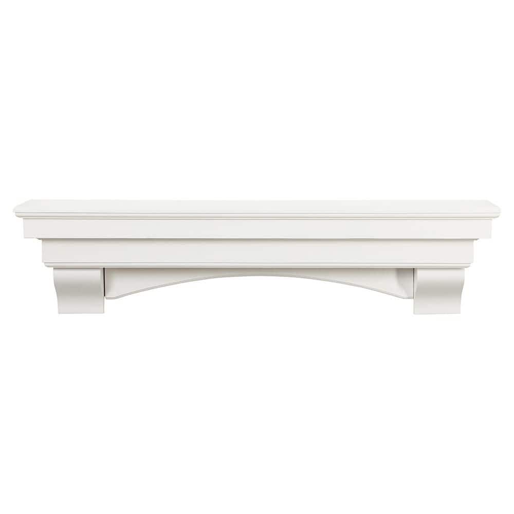 MANTELSDIRECT Salem White Paint 60 in. Wood Fireplace Cap-Shelf Mantel ...