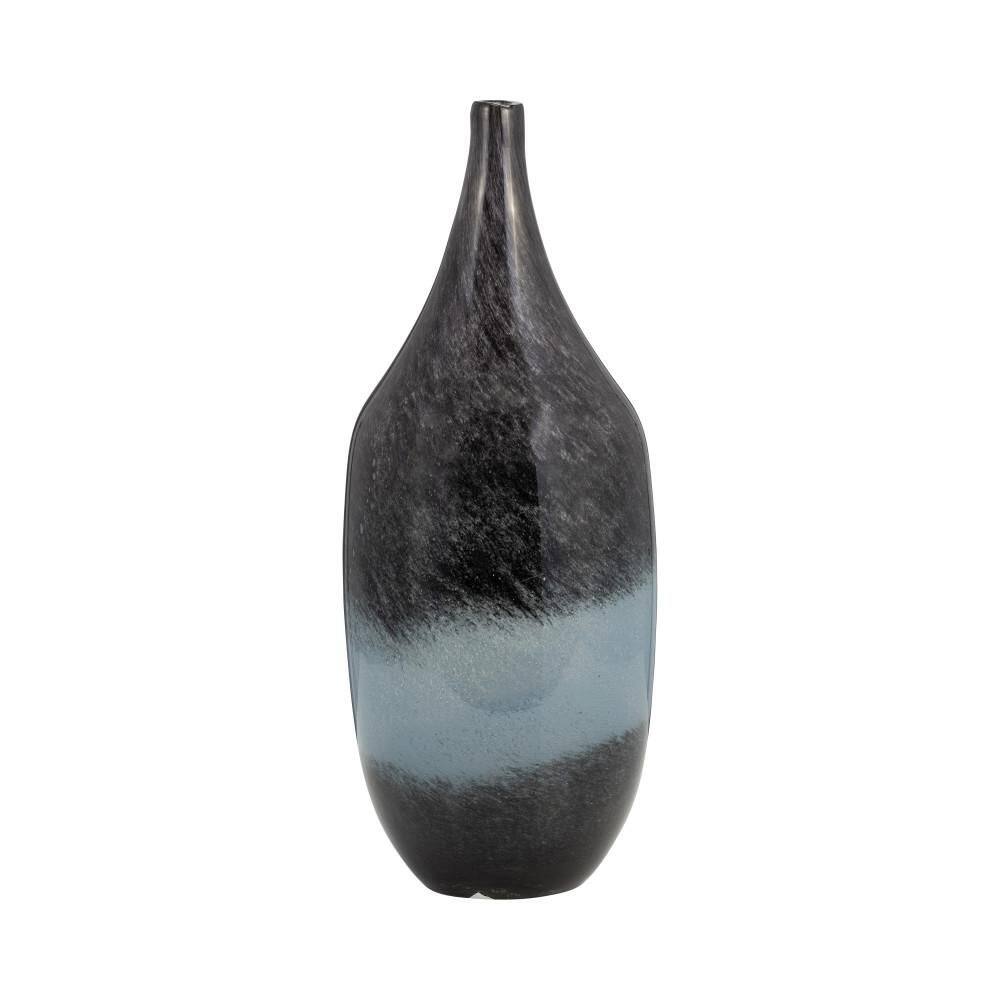 Liv & Skye 14 in. Blue/Black Glass Bud Ombre Abstract Decorative Vase ...