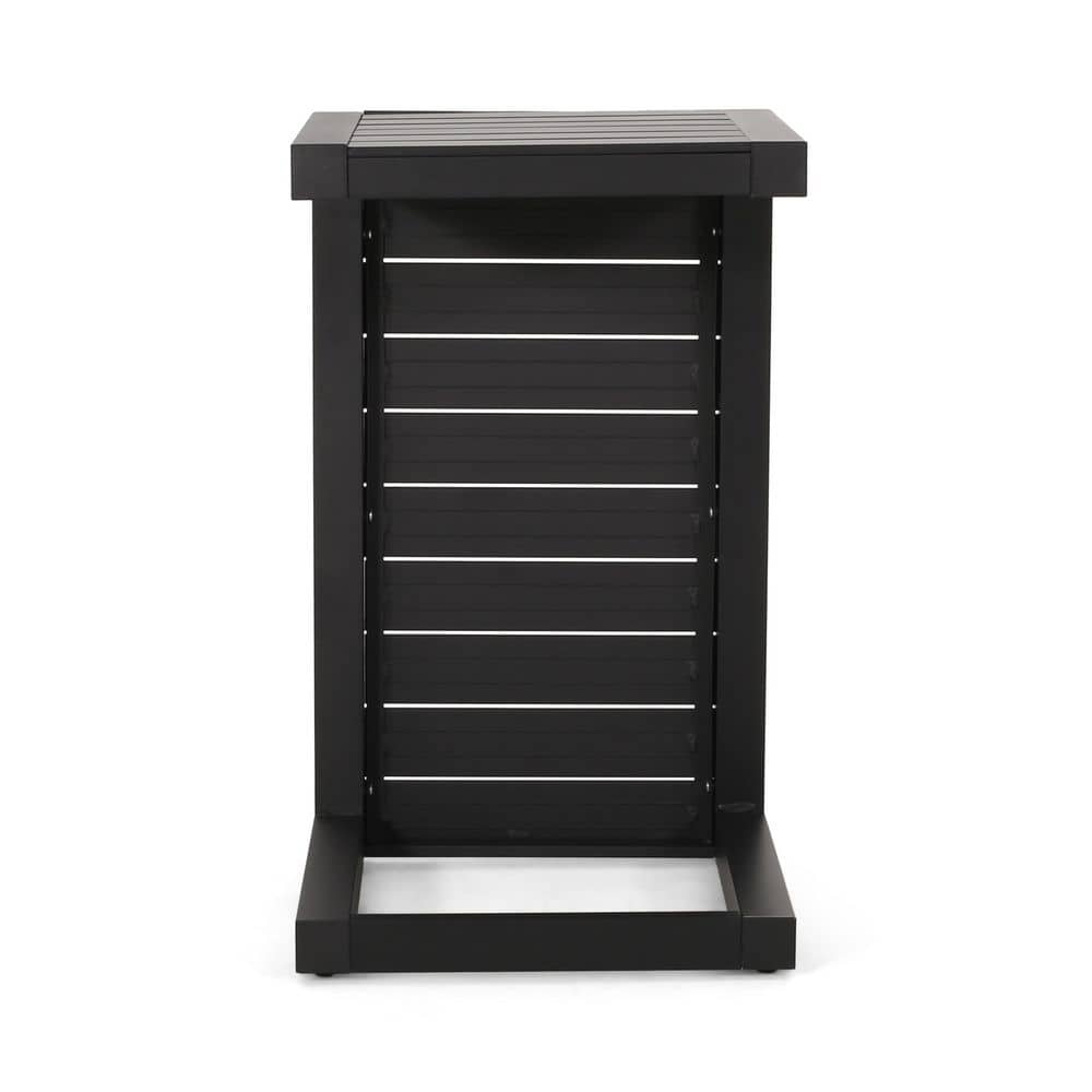 Black Aluminum Outdoor Side Table with C-Shaped Design, Modern Sturdy ...