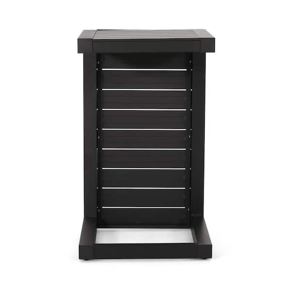 Black Aluminum Outdoor Side Table with C-Shaped Design, Modern Sturdy ...
