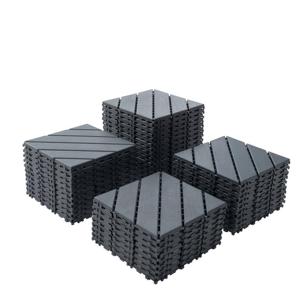 Tunearary 11.8 in. X 11.8 in. Gray Diagonal Stripe Pattern Waterproof ...