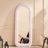 ORGANNICE 24 in. W x 63 in. H Pink Arched Long Flannel Mirror Wood ...