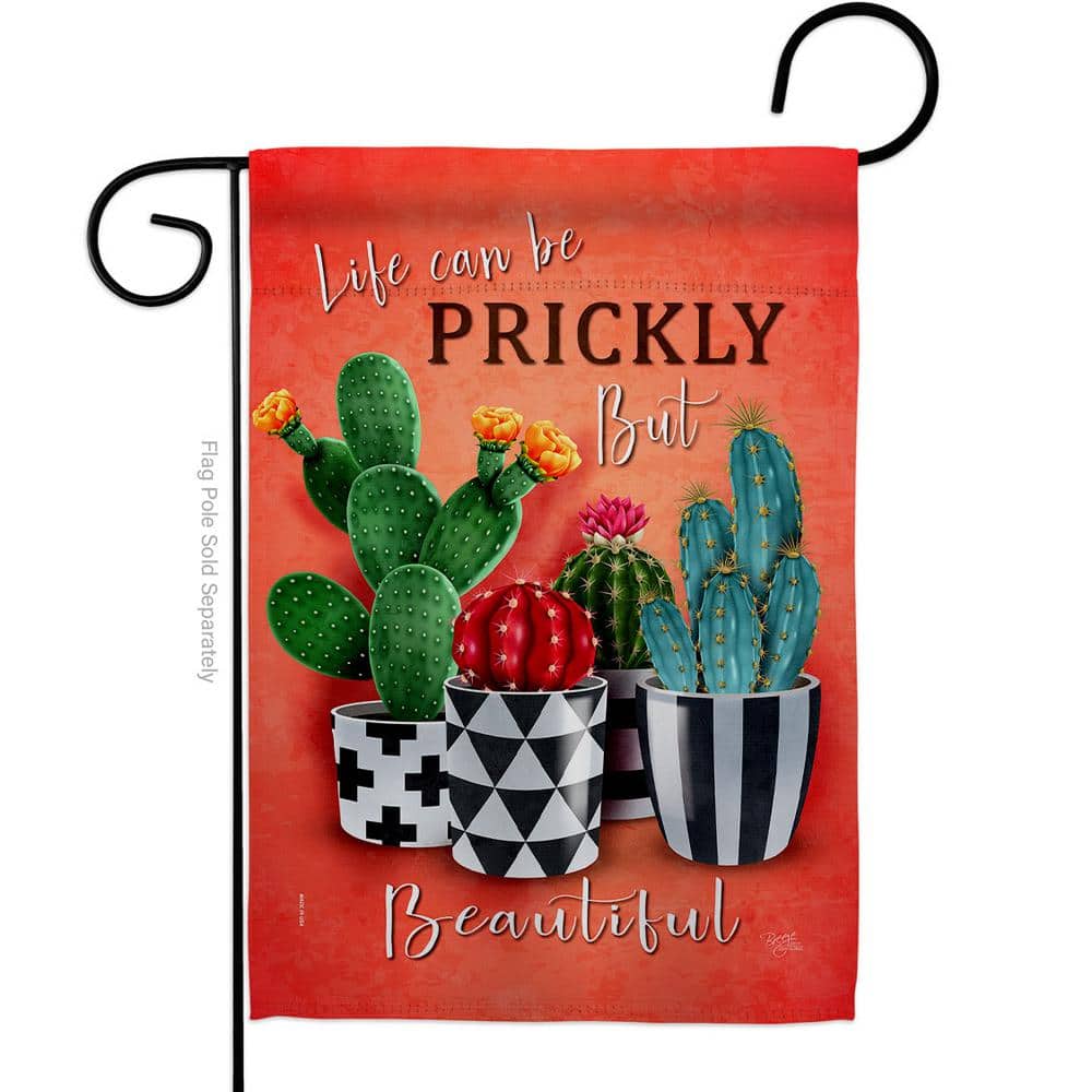 Breeze Decor 13 in. x 18.5 in. Prickly But Beautiful Garden Flag Double ...