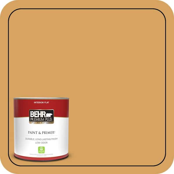 BEHR PREMIUM PLUS 1 qt. #MQ4-10 Amber Brew Flat Low Odor Interior Paint ...
