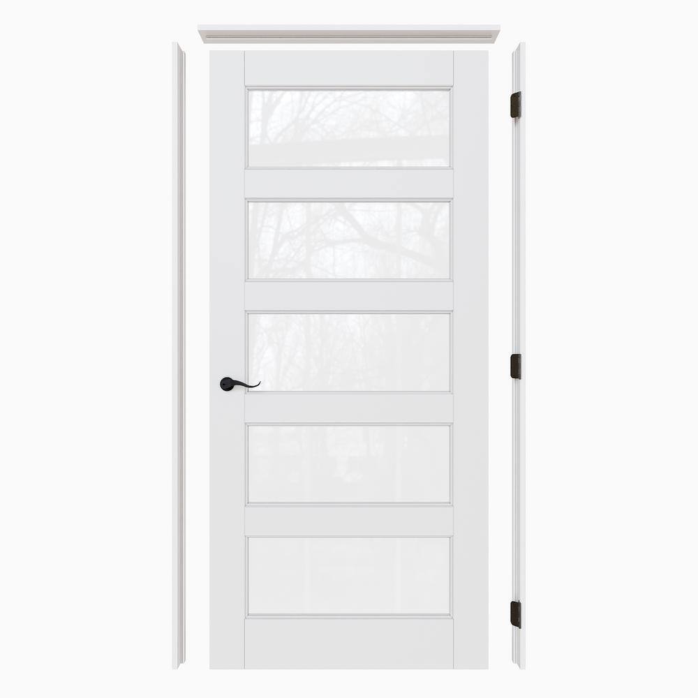 ARK DESIGN 36 in. x 80 in. 5-Lite Clear Glass Right White Solid Core Wood Single Prehung ...