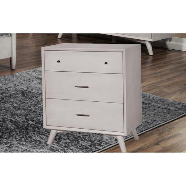 Flynn Gray 3-Drawer 32 in. W Mid Century Modern Small Chest of Drawers ...