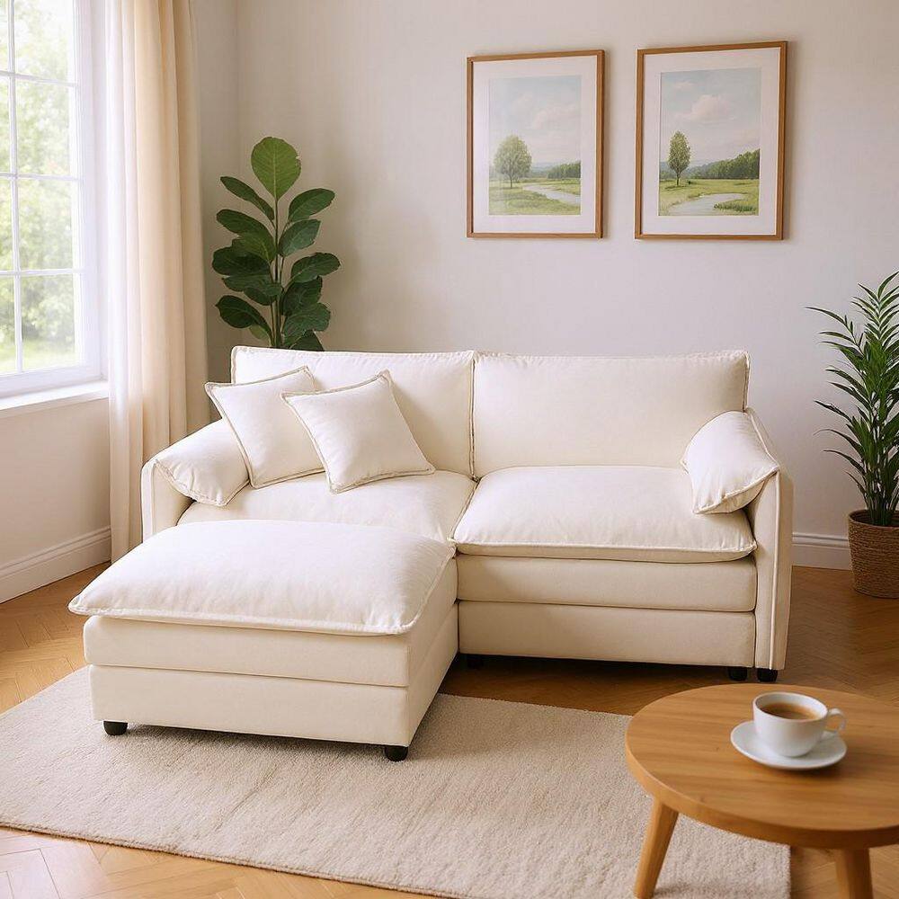 Homy Casa ROYET 75.6 in. W Pillow Top Arm Chenille 3-Seater Modular ...
