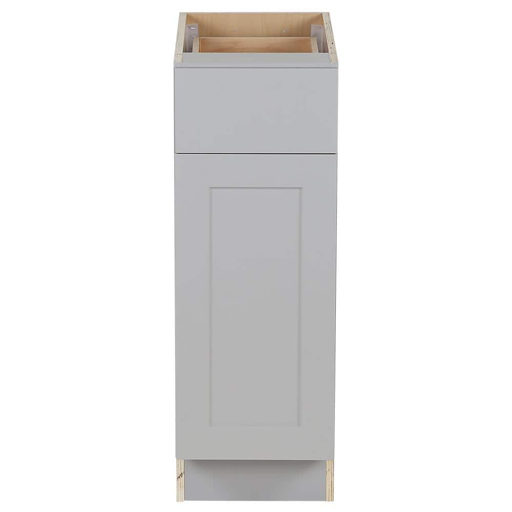 Hampton Bay Cambridge Gray Shaker Assembled Base Cabinet with Soft Close Full Extension Drawer ...