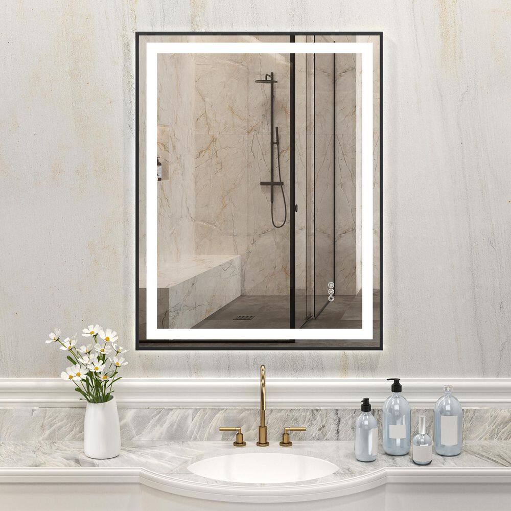 WOODSAM 28" W x 36" H Rectangular Framed LED Light Anti-Fog Wall ...