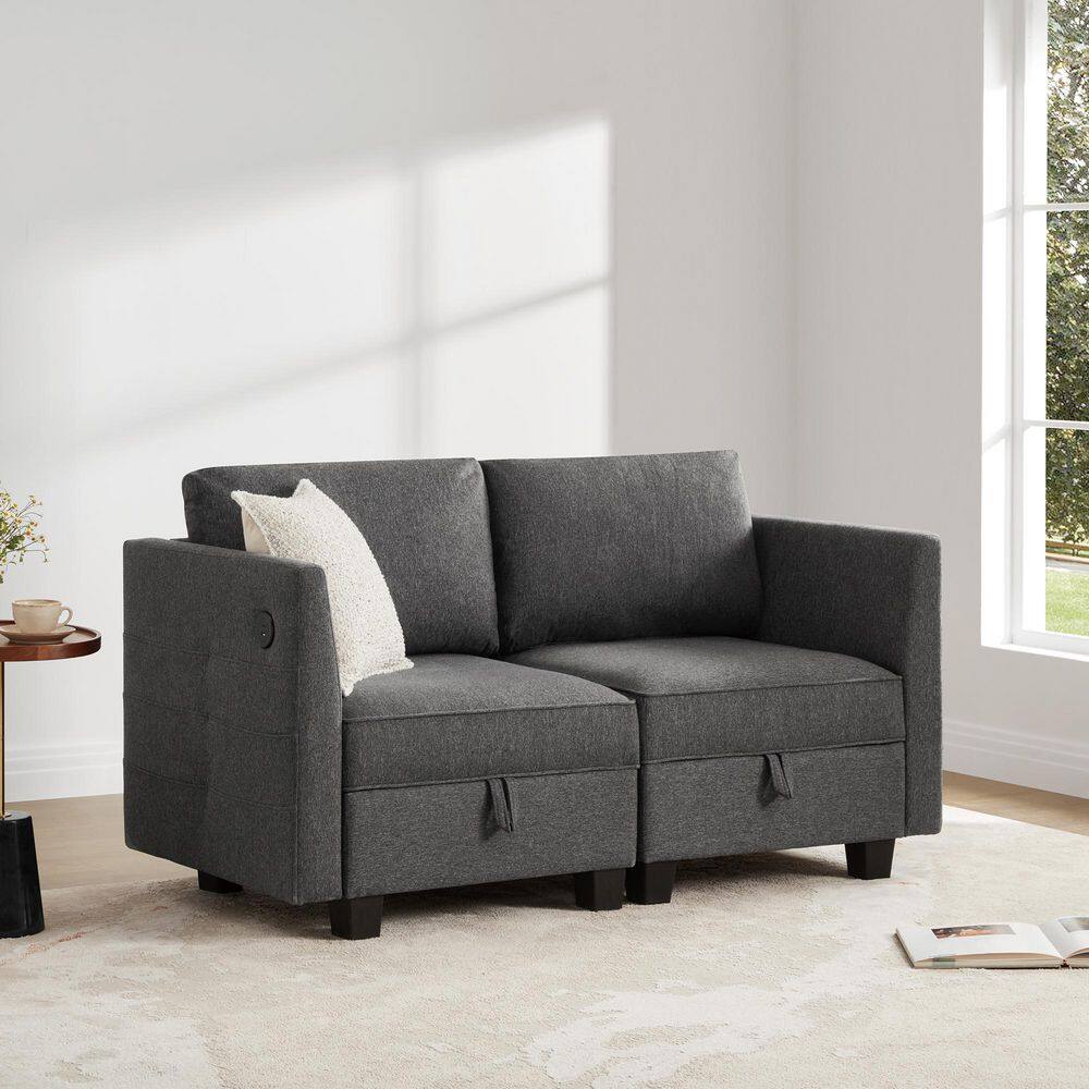 Spruce & Spring Dante 60 in. 2-Piece Square Arm Fabric Modular Sofa in ...