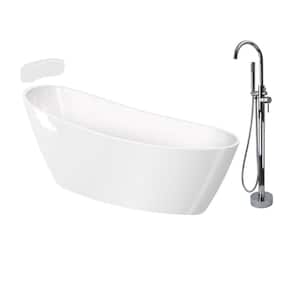 Transolid Skylar Grande 67 in. x 30.75 in. Soaking Bathtub with Center ...