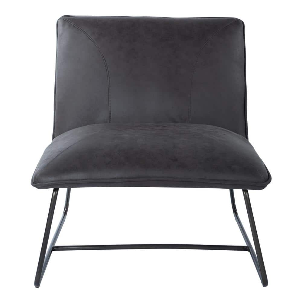 OSP Home Furnishings Brocton Charcoal Faux Chair Leather with Gunmetal ...
