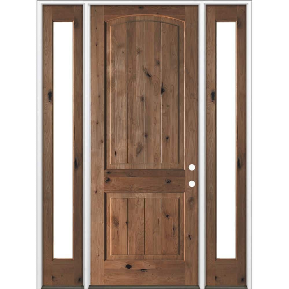 Krosswood Doors 70 in. x 96 in. Knotty Alder Arch Top Left-Hand/Inswing ...