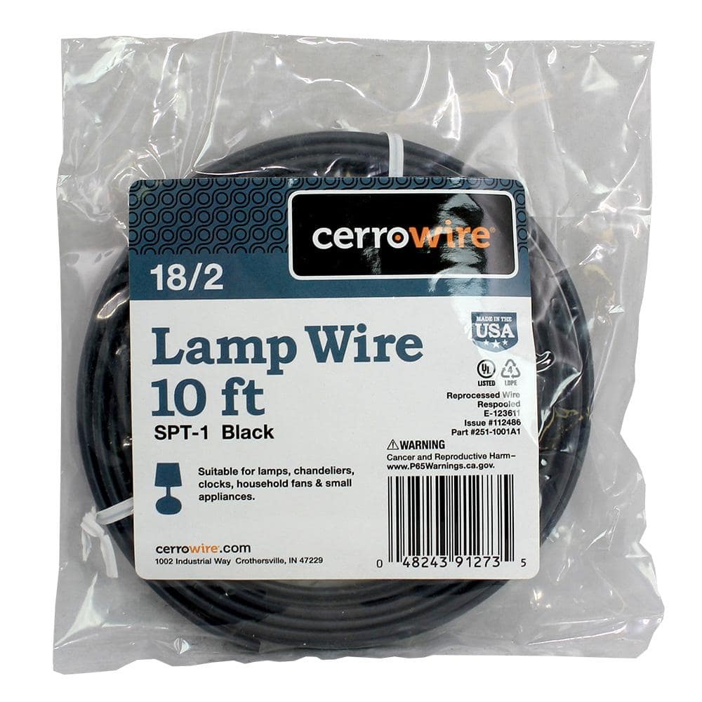 Cerrowire 10 ft. 18/2 Black Stranded Copper Lamp Wire 251-1001A1 - The ...
