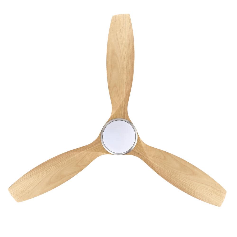 MLiAN 52 in. Nickel and Wood Grain Smart indoor Ceiling Fan with Remote ...