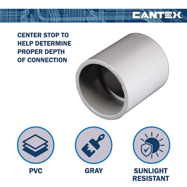 Cantex 1 in. Schedule 40-Standard Center Stop PVC Coupling R6141625 ...