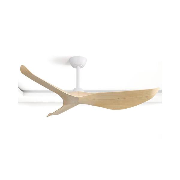 52 in. Smart Indoor Natural Ceiling Fan with Remote Control and 3 Solid ...