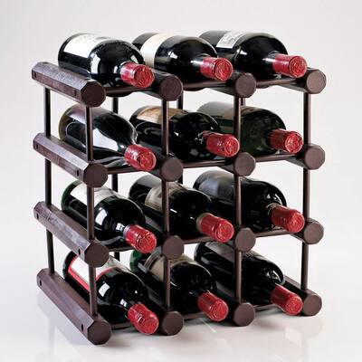 Wine Enthusiast 26-Bottle Stackable Wine Rack Kit in Mahogany 640 26 04