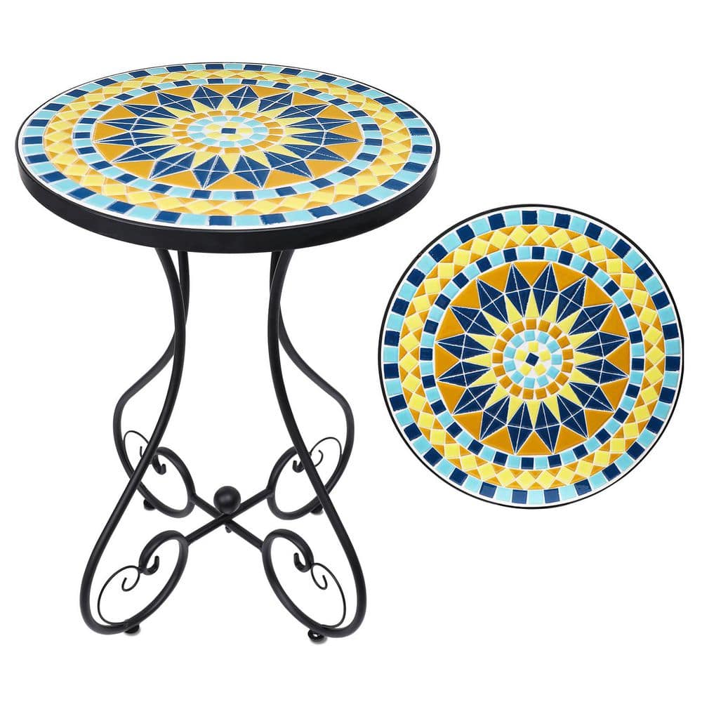 MOEPISY Yellow Outdoor Side Table Mosaic Patio Table 0DQXPZMD9 - The ...