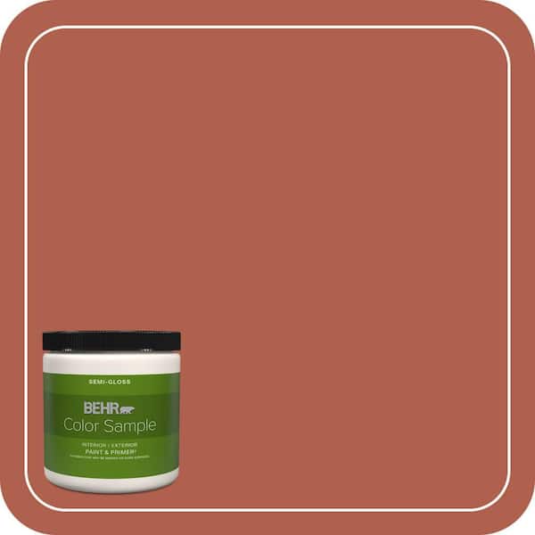 BEHR PREMIUM PLUS 8 oz. #BIC-46 Clay Red Semi-Gloss Interior/Exterior ...