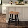 Furniture of America Kater 24 in. Oak and Black Backless Solid Wood Bar ...