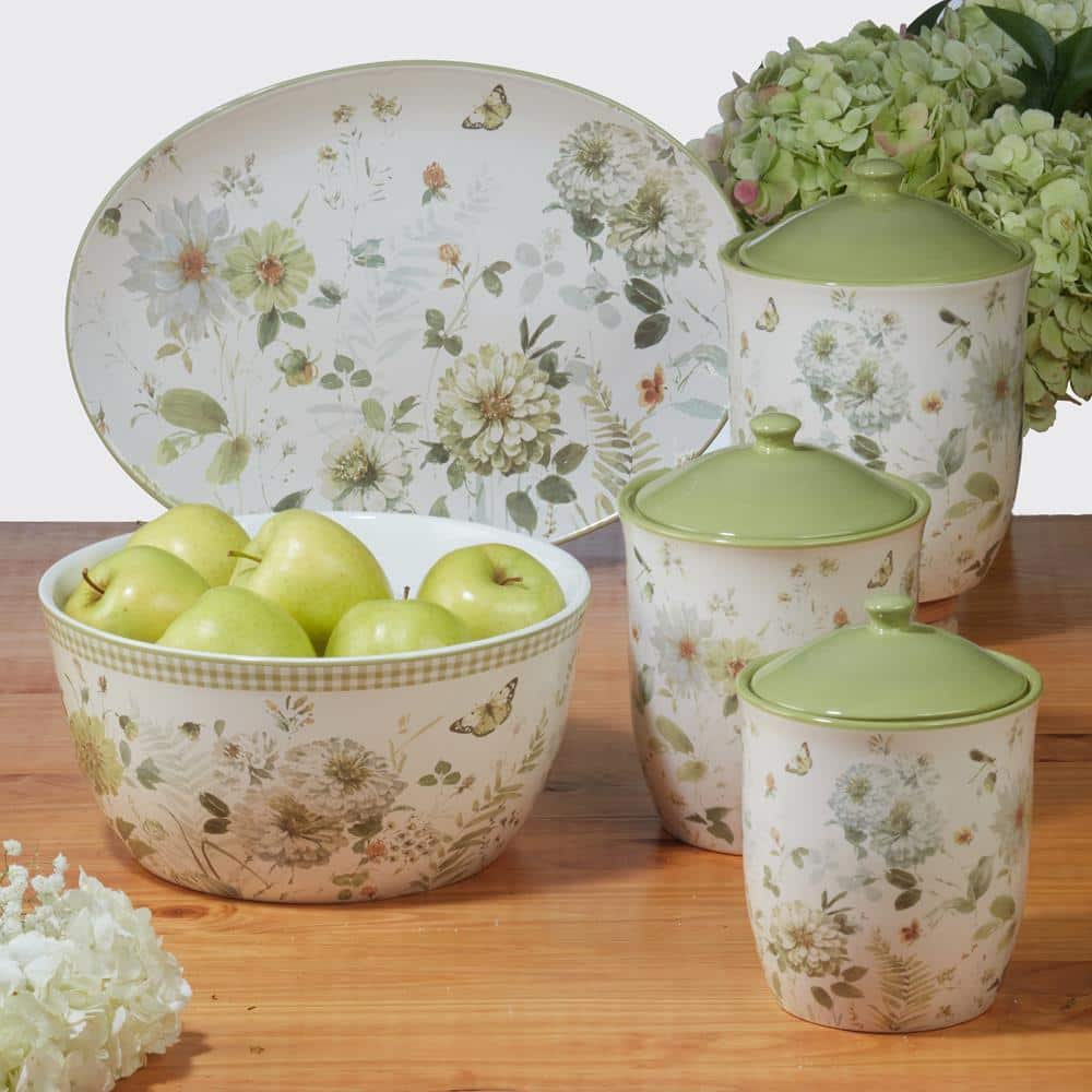 Certified International Green Fields 3-Piece Earthenware Canister Set ...