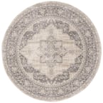 Safavieh Brentwood Cream/Grey 5 ft. x 5 ft. Round Border Area Rug ...