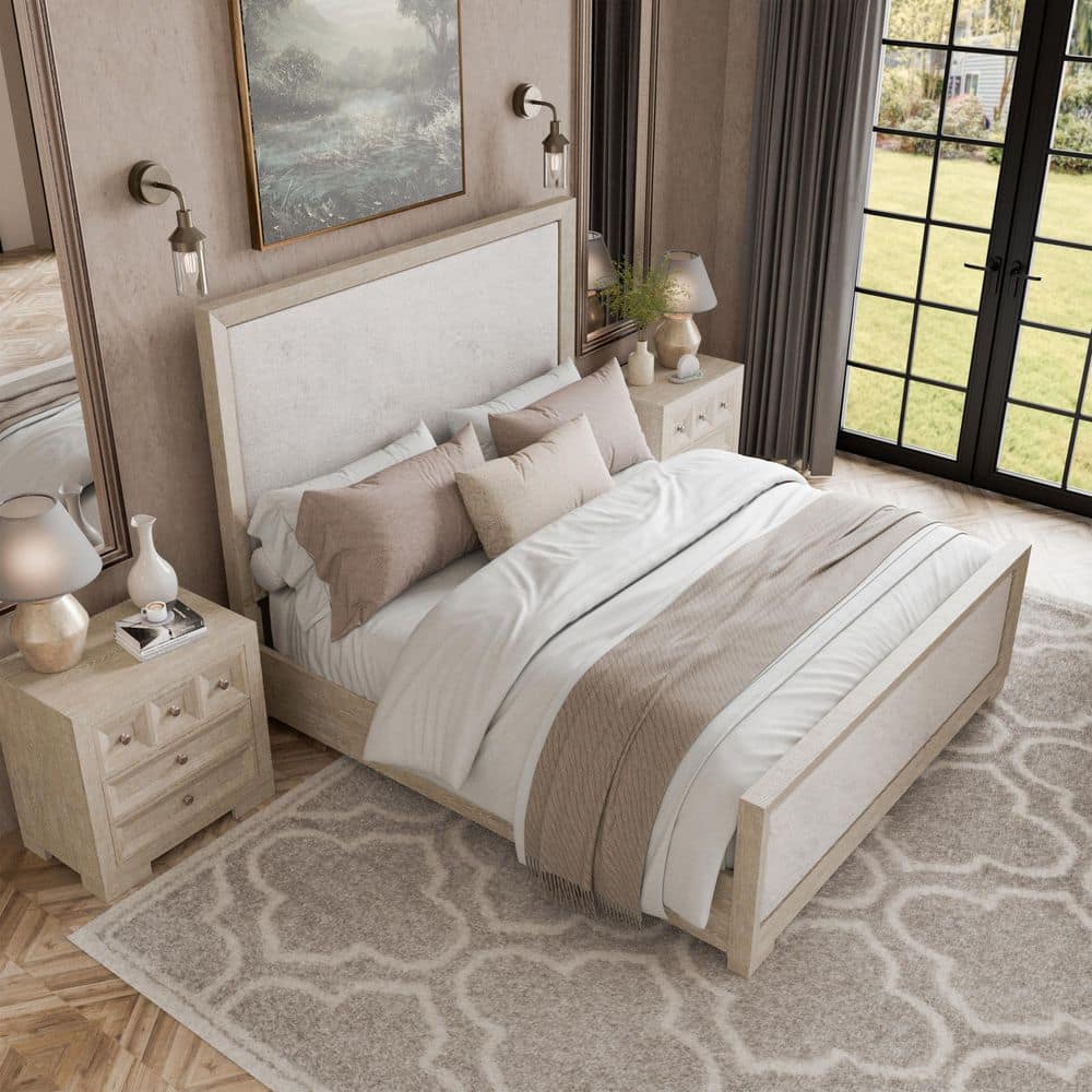 Furniture of America Potra 3-Piece Tawny Wood Frame King Panel Bedroom Set with USB on ...