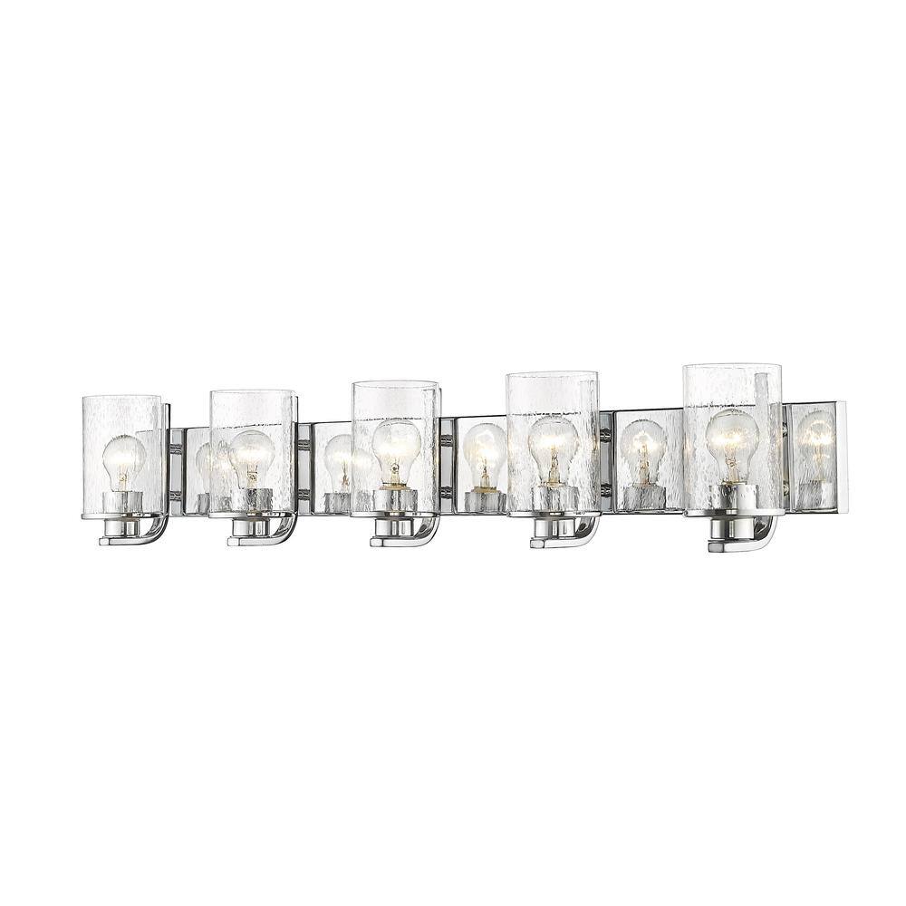 Beckett 42 in. 5-Light Chrome Vanity Light with Glass Shade 492-5V-CH ...