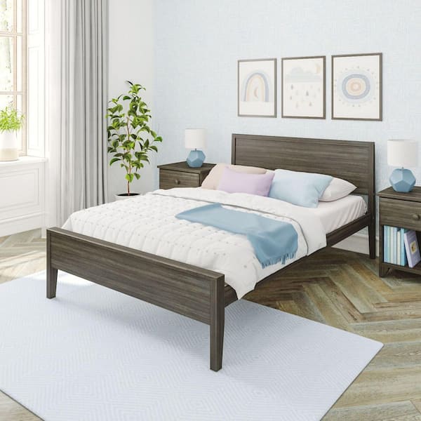 Max & Lily Classic Clay Full Solid Wood Bed with Panel Headboard 181101 ...