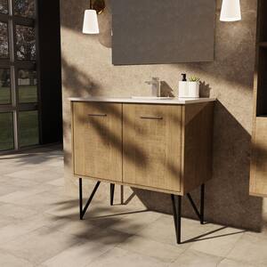 Lexora Lancy 80 in W x 20 in D Rustic Acacia Double Bath Vanity and ...