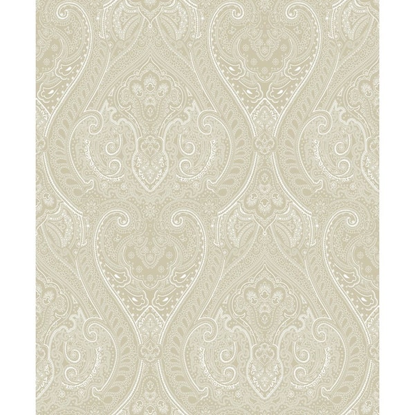 Zen Collection Cream/White Lace Damask Metallic Sheen Finish Non-Pasted ...