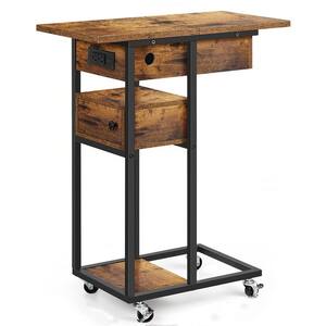 Eccostyle 13.75 in. W Brushed Brown 27.5 in. H Bamboo Steel C-Table ...