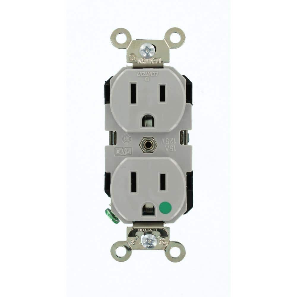 Leviton 15 Amp 125 V Hospital Grade Duplex Outlet/Receptacle, Gray (1 ...