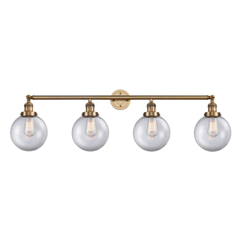 Innovations Beacon 44 in. 4 Light Brushed Brass, Clear Vanity Light ...