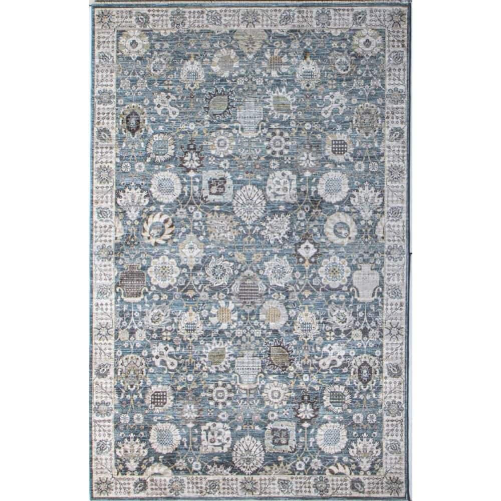 BASHIAN Legacy Teal 5 ft. x 8 ft. Floral Transitional Area Rug ...