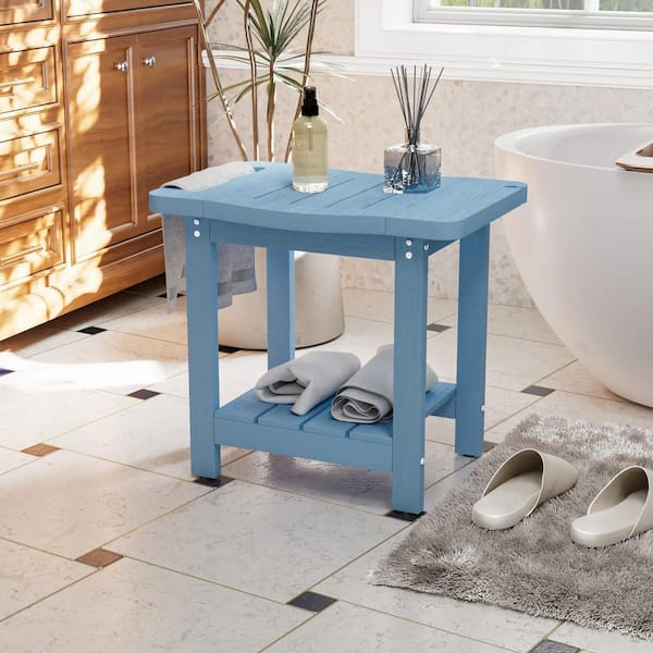 JOYESERY Lake Blue HIPS Waterproof Shower Seat for Inside Shower ...