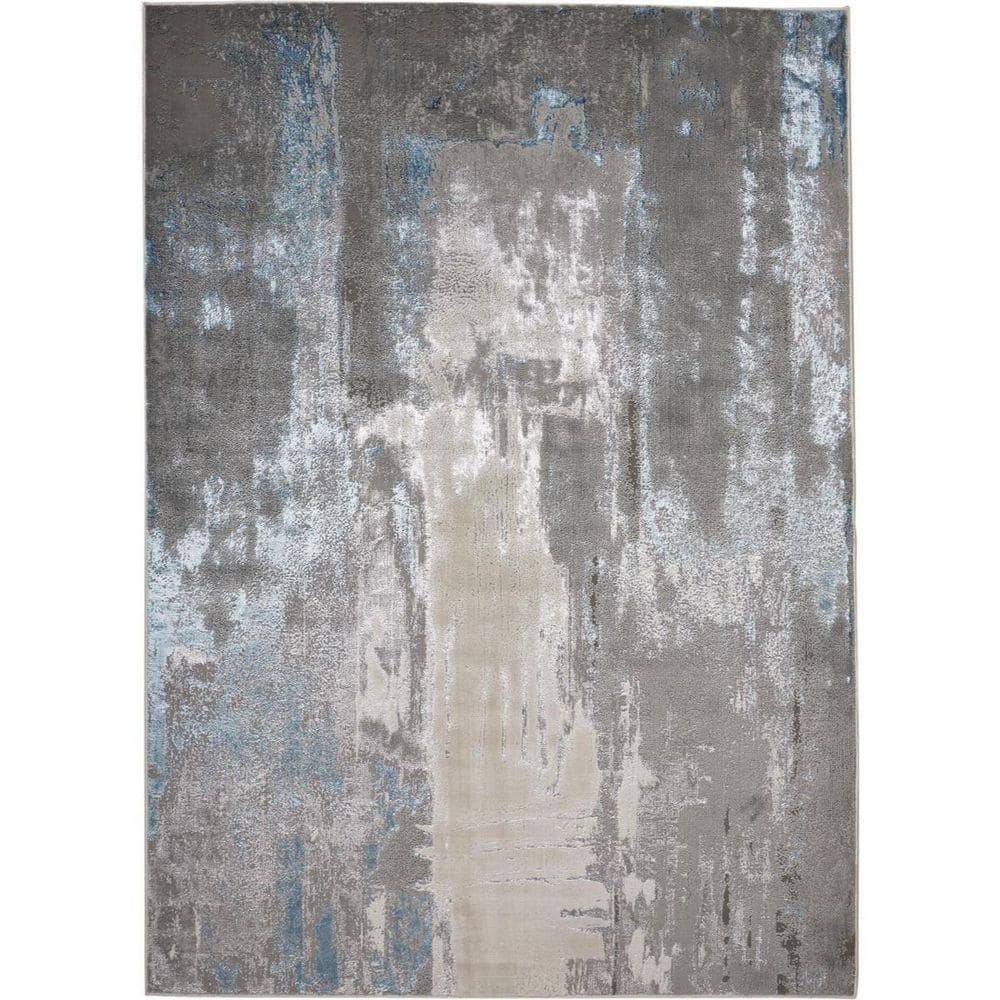HomeRoots 2 ft. x 8 ft. Gray, Ivory Abstract Area Rug 2000513034 - The ...