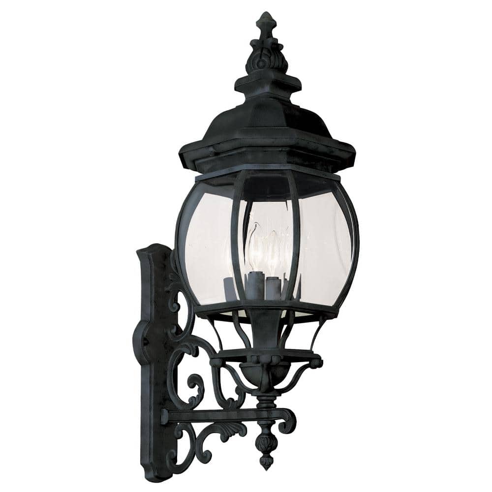 Bel Air Lighting Francisco 29.5 in. 4-Light Black Coach Outdoor Wall ...