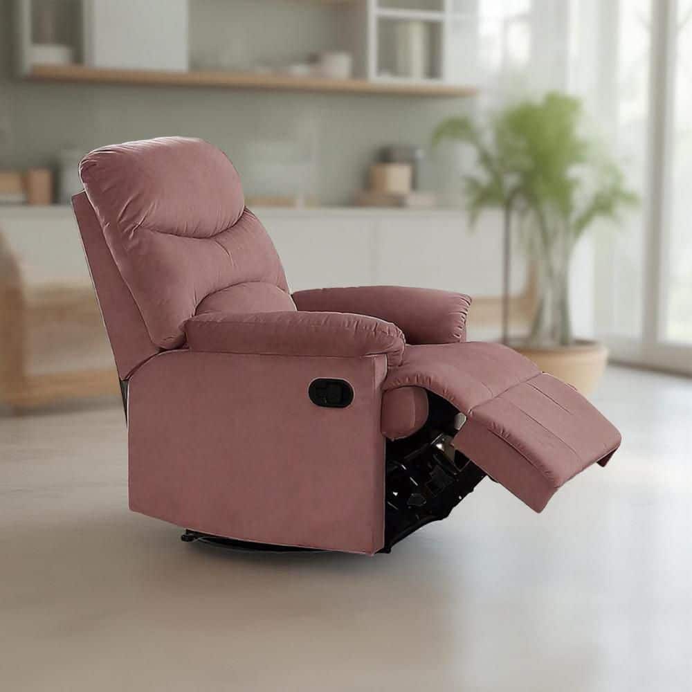 Benjara Karry Blush Pink Polyester Glider Recliner Chair BM326100 - The ...
