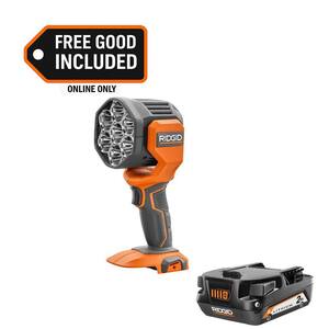 RIDGID 18V Cordless Flood Light Kit with 2.0 Ah Battery and Charger ...