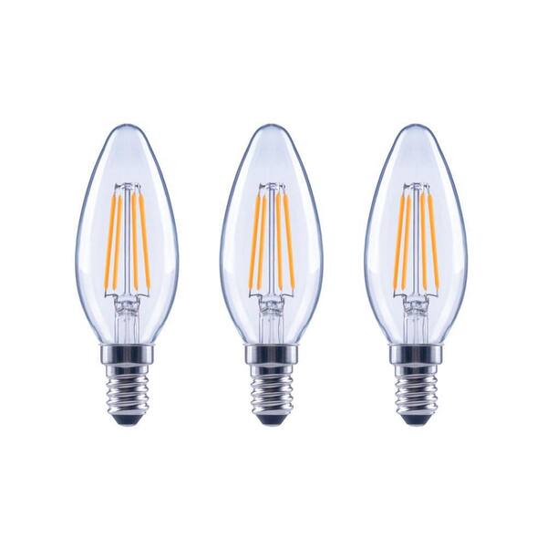 EcoSmart 40 Watt Equivalent B11 Dimmable Candelabra ENERGY STAR Clear Glass LED Vintage Edison Light Bulb Bright White 3 Pack FG 04069