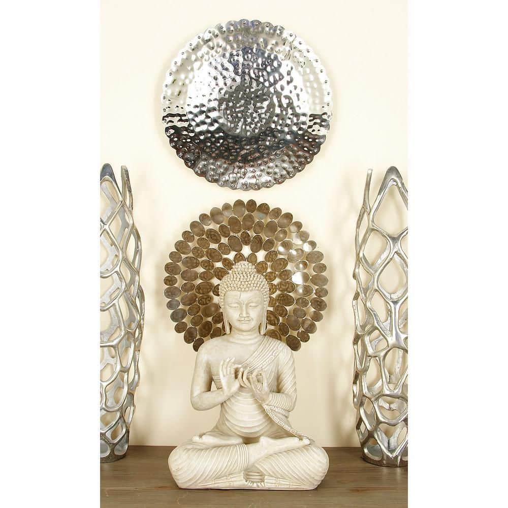 Litton Lane Stainless Steel Silver Plate Wall Decor with Hammered ...