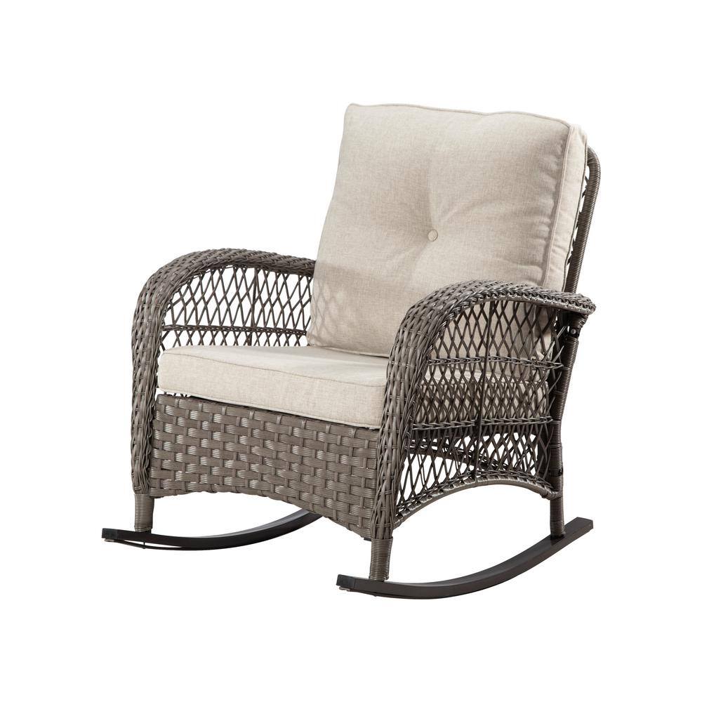 INMITOM Wicker Outdoor Rocking Chair Lounge Chair Patio with Beige ...
